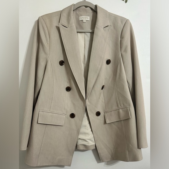 Laura | Jackets & Coats | Nwot Laura Plus Beige Doublebreasted Blazer ...